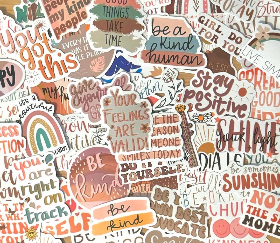 Boho Affirmation Sticker Pack, Waterproof Positive Message Decals ...