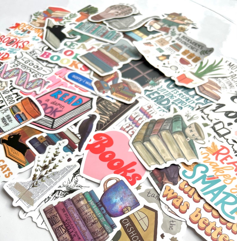 Reading Book Sticker Pack Waterproof Mystery Sticker Pack - Etsy