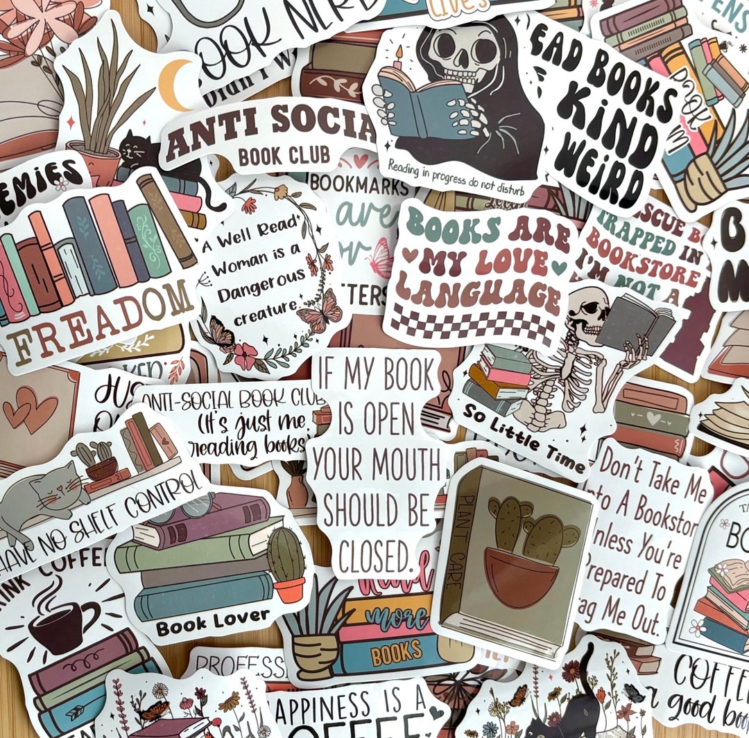 Reading Book Sticker Pack, Boho Waterproof Mystery Vinyl Sticker ...