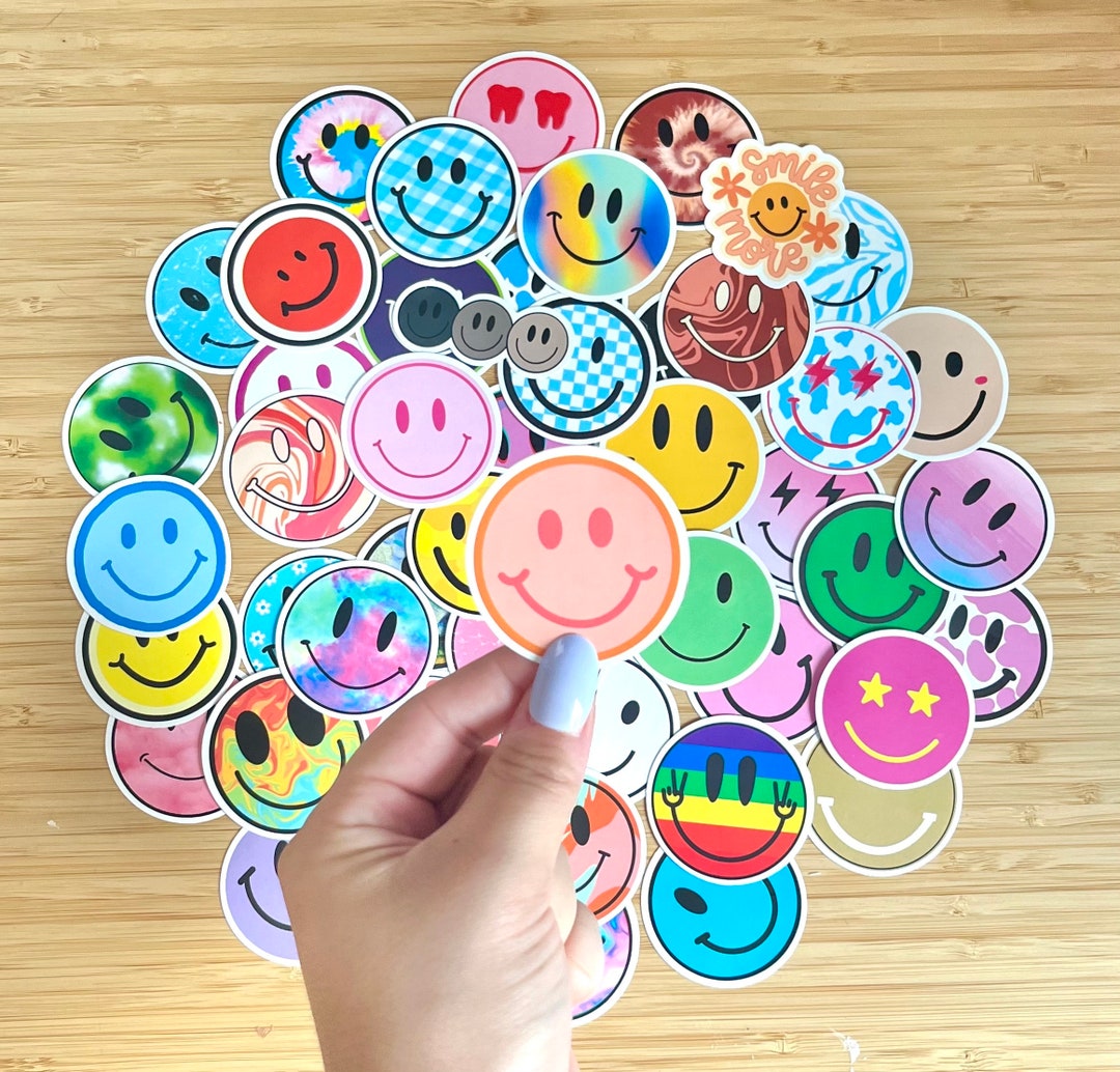 Happy Face Sticker Pack Happy Emoji Waterproof Vinyl - Etsy Canada