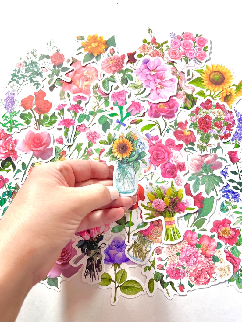 Watercolor Flowers Sticker Pack Valentine Waterproof Mystery - Etsy