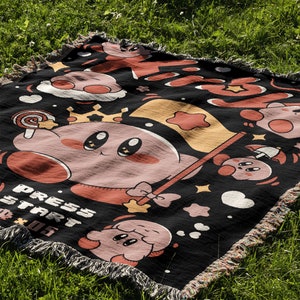 Kirby Hand Woven Cozy Blanket | Gaming Tapestry Throw | Suitable as ...