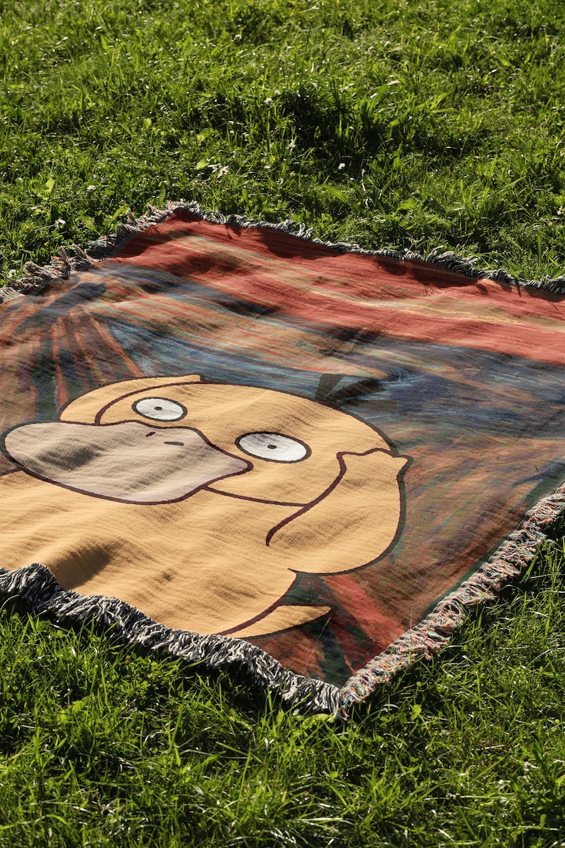 Psyduck Hand Woven Cozy Blanket | Pokemon Tapestry Throw | Suitable as ...