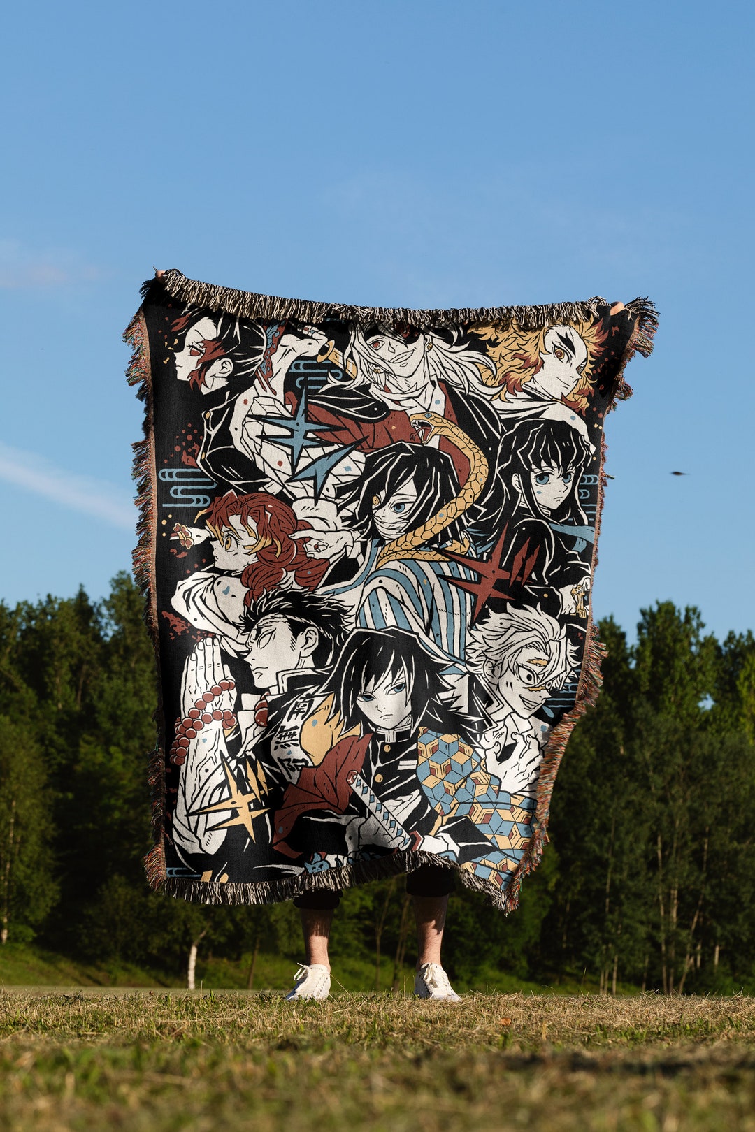 Anime Hand Woven Cozy Blanket | Manga Tapestry Throw | Suitable as ...