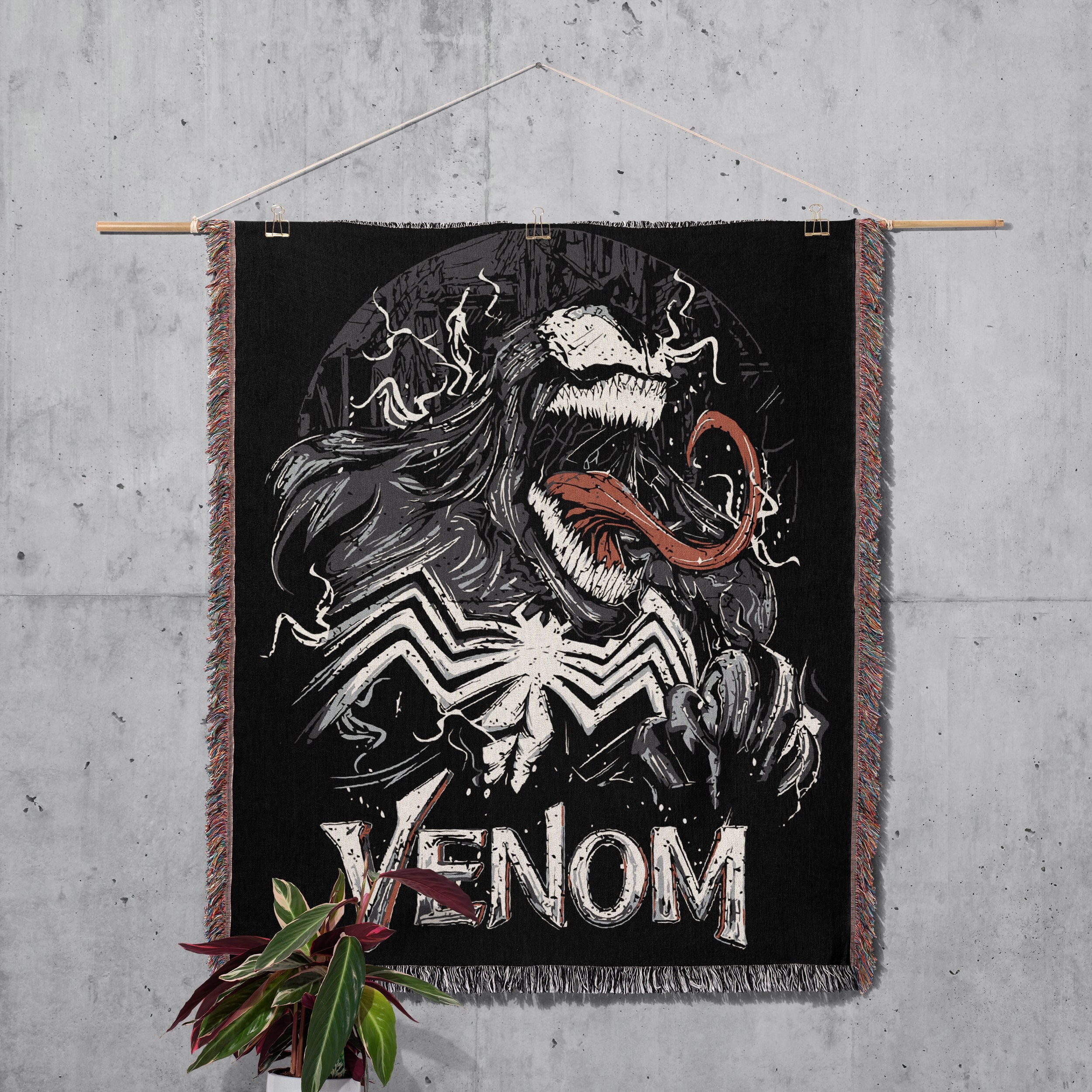 Venom Hand Woven Cozy Blanket | Spiderman Marvel Tapestry Throw ...