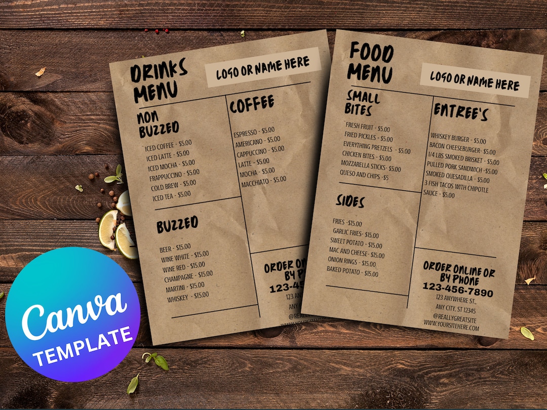 Editable Food and Drink Menu Template restaurants and Food Trucks ...