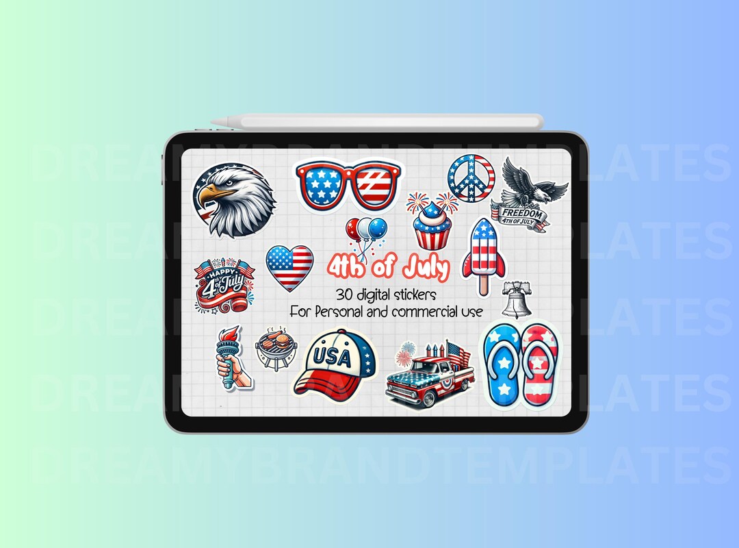 4th of July Png Designs. 4th of July Sticker Bundle. Independence Day ...