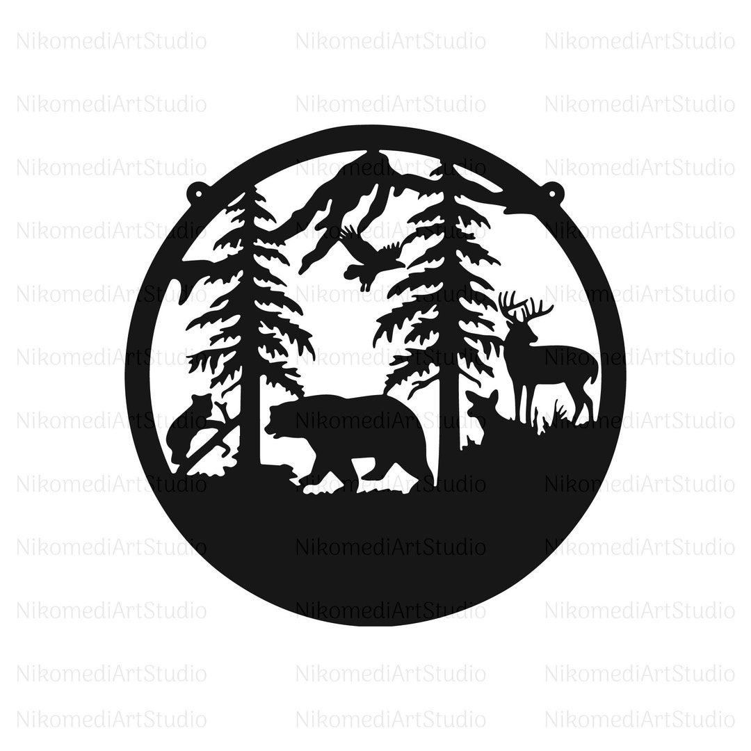 Wildlife Scene Svg, Nature Wildlife Scene Svg, Deer Scene Svg, Eagle ...