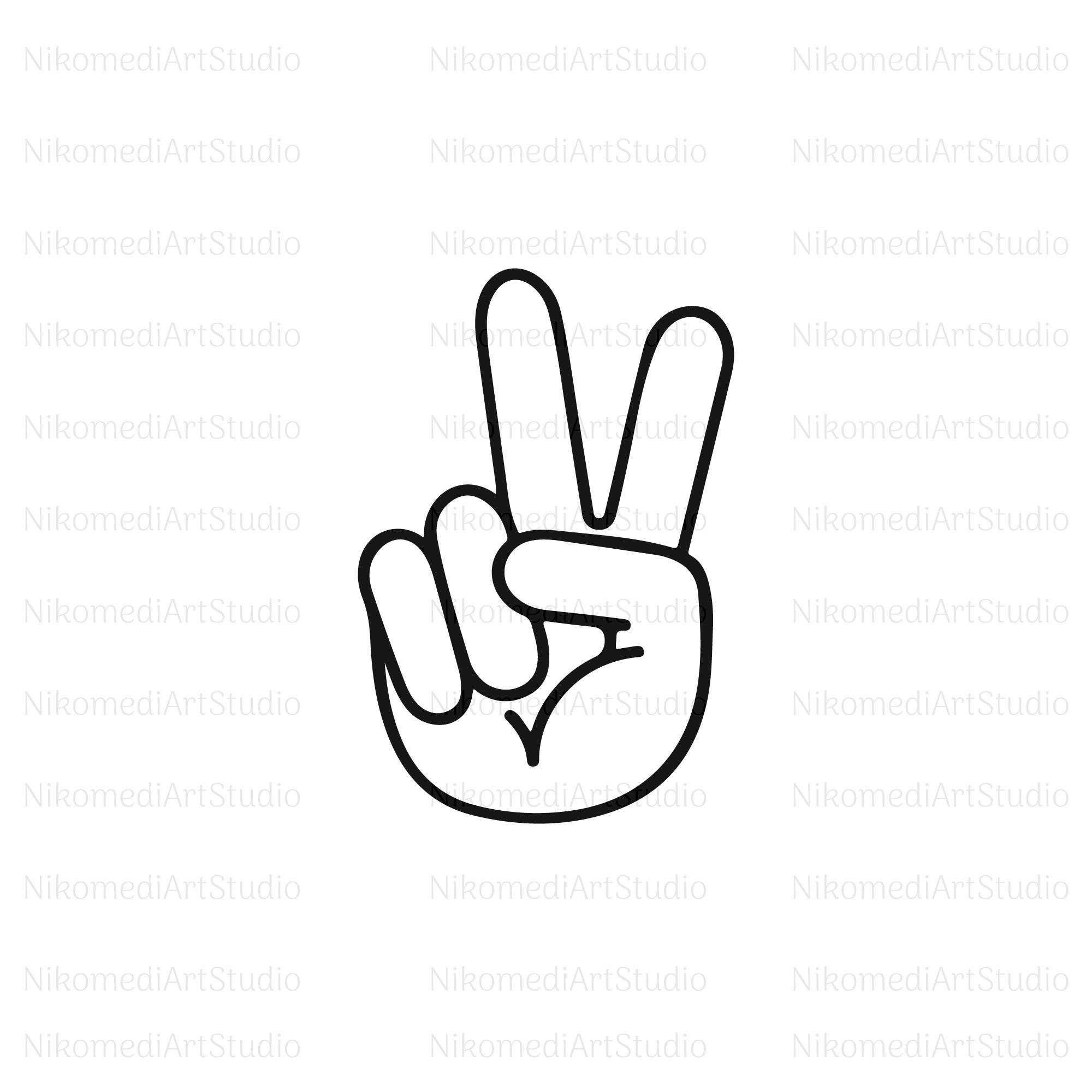 Hand Peace Sign SVG Cut File for Cricut Silhouette Line - Etsy Canada