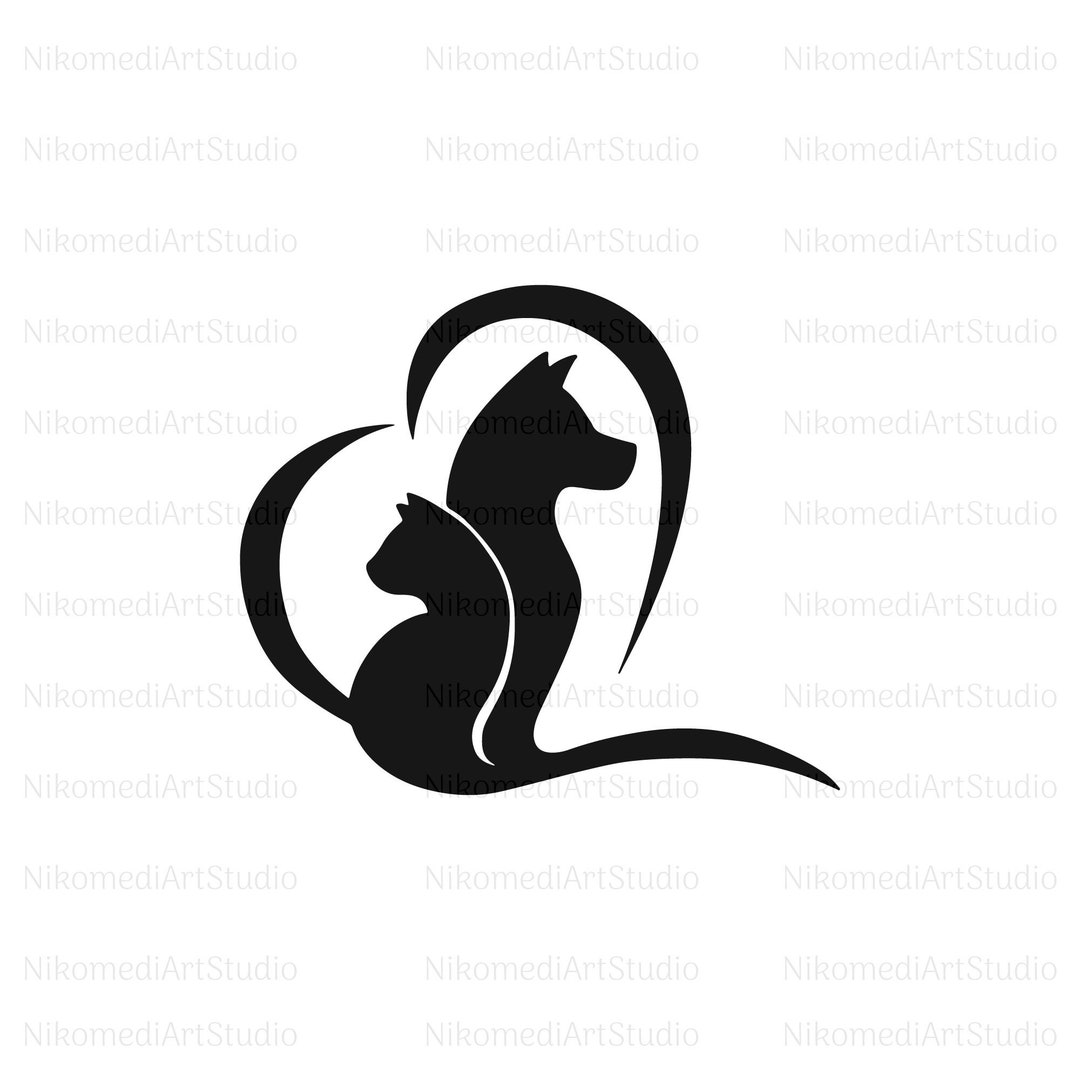 Cat and Dog SVG, Animal, Dog and Cat Love, Cat and Dog Clipart, Cat and ...