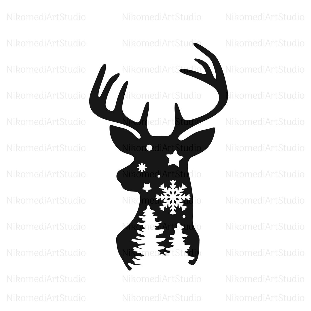 Christmas Deer Svg, Christmas Deer Silhouette, Christmas Svg, Digital ...
