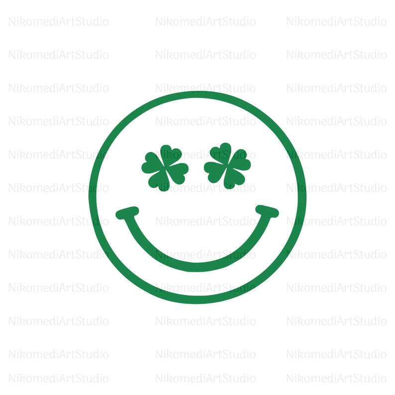 Clover Smiley SVG - Lucky Smiley Face SVG - Smiley Clover SVG - Smiley ...