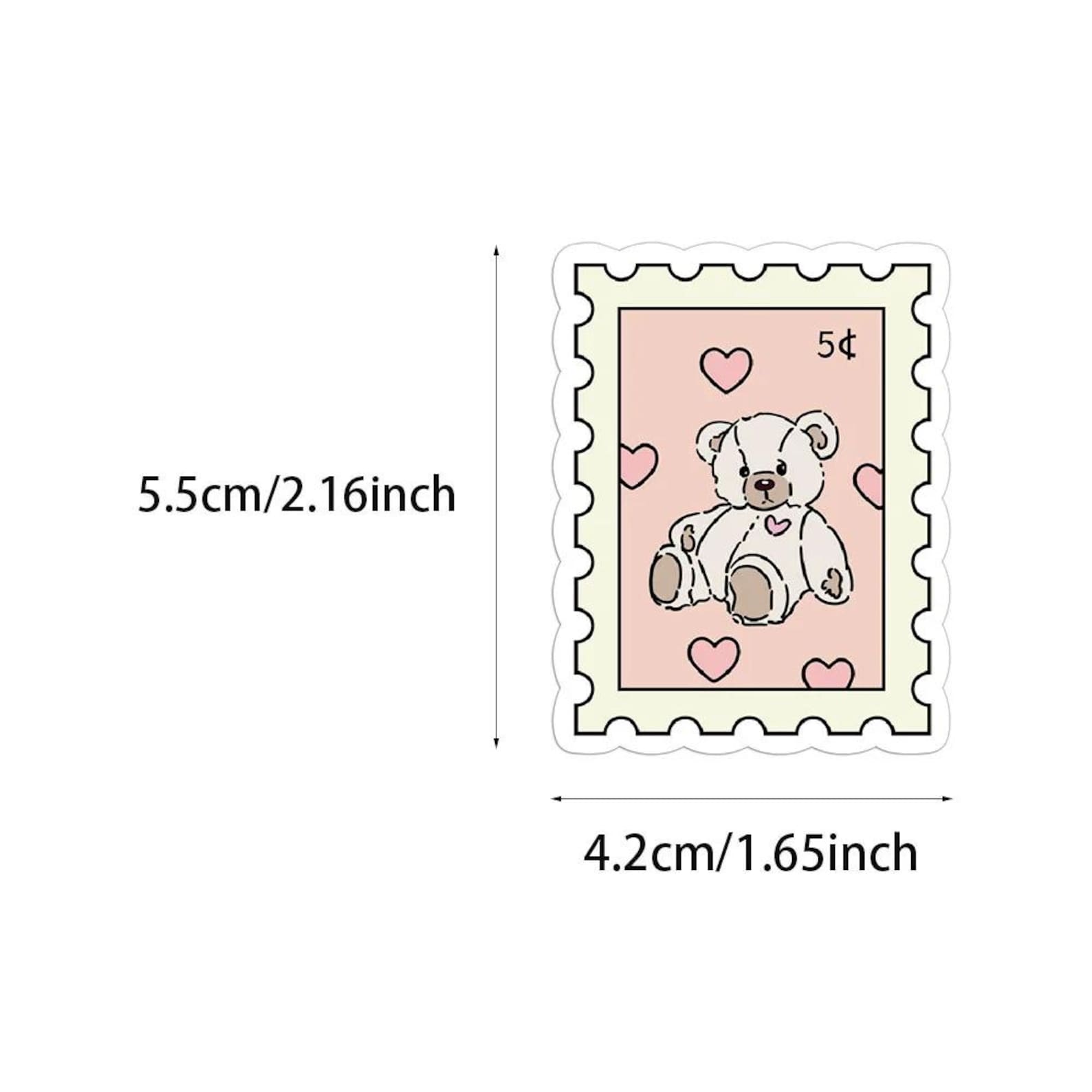 50PCS Cute Postage Stamp Stickers | Kawaii Animal Food Floral Stamp ...