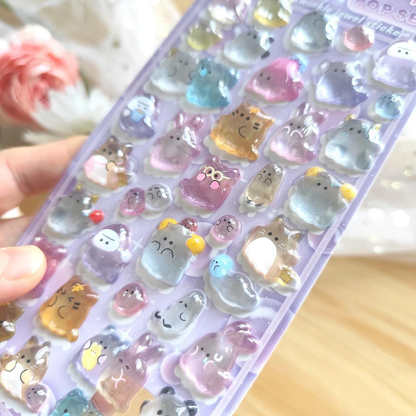 1 Sheet Cute Animal Pop Seal Stickers | 3D Puffy Resin Kawaii Decal ...