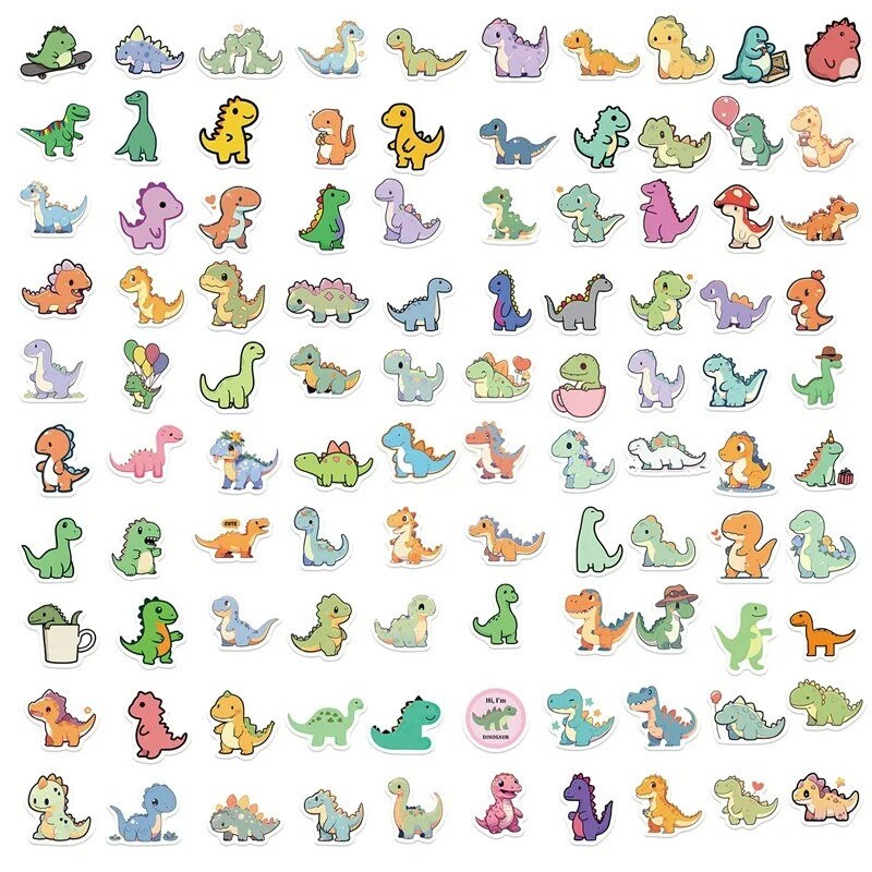 100PCS Cartoon Small Dinosaur PVC Sticker | Cute Dinosaur Sticker ...
