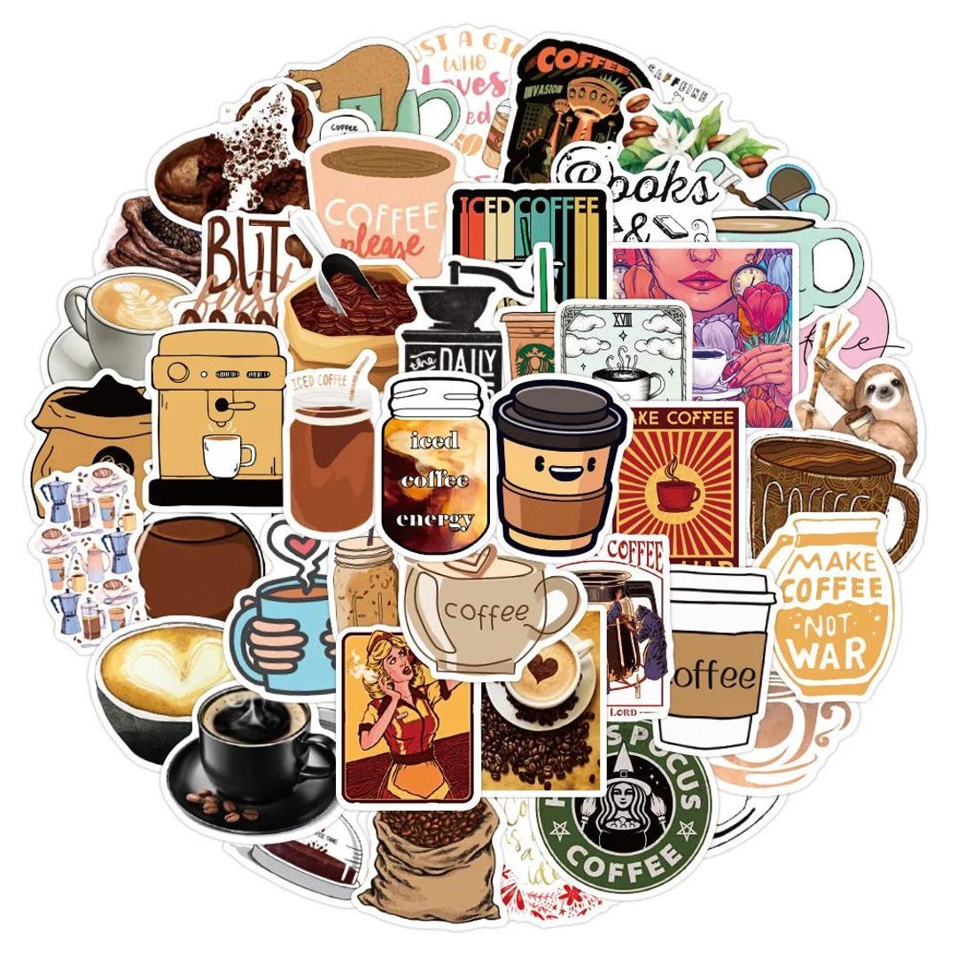 10/30/50pcs Cute Coffee Drink Graffiti Stickers | Adorable Coffee Vinyl ...