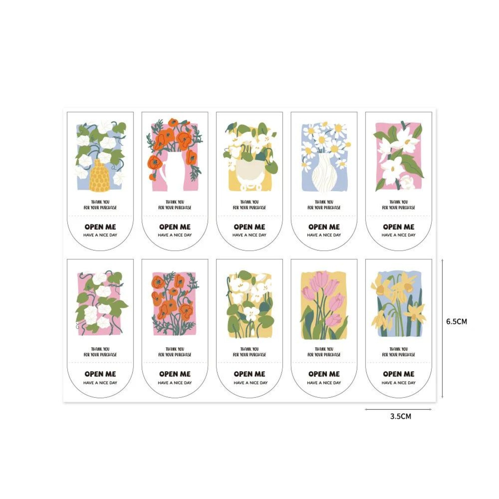 100PCS Thank You Flower Sealing Stickers – Open Me Stickers for Gift ...