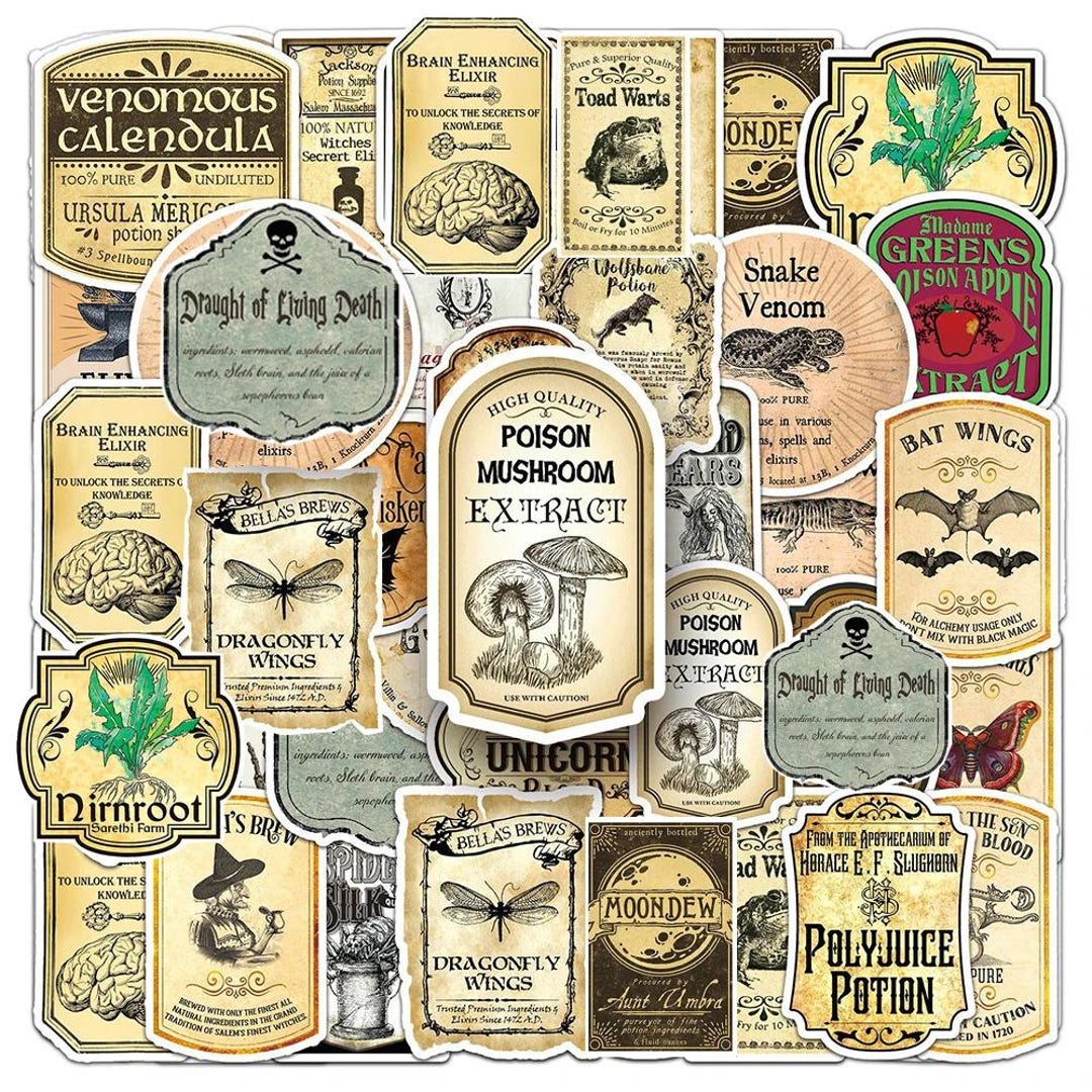 50pcs Vintage Apothecary Potion Labels Sticker Pack – Witchy ...