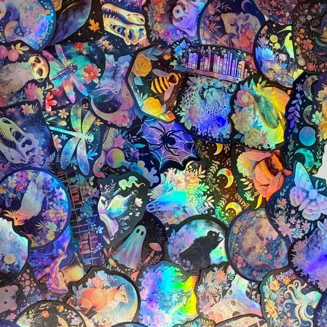 50PCS Holographic Witchy Aesthetic Stickers – Celestial, Nature, and ...