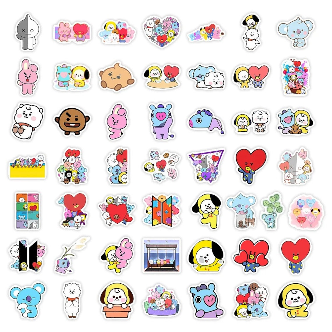 10/25/50PCS Cute BT21 Character Vinyl Sticker Adorable K-pop Decor Army ...