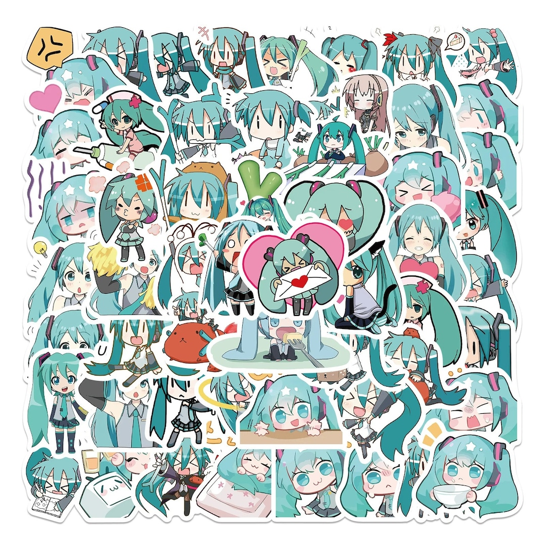 65PCS Adorable Hatsune Miku Chibi Sticker - Vinyl Decal for Laptops ...