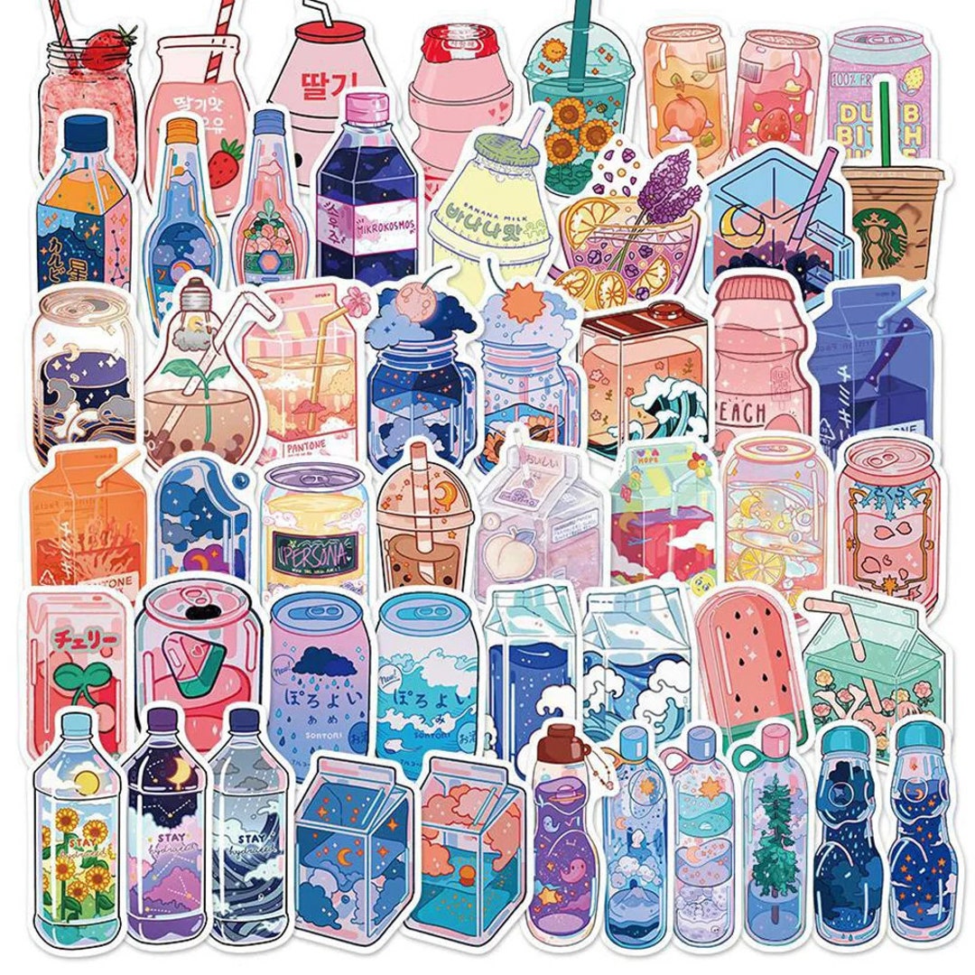 10/30/50PCS Style Drink Cartoon Stickers / Aesthetic Beverage Decal for ...