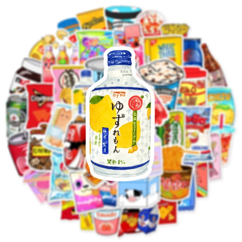 50PCS Food-themed Snack Stickers | Cute Aesthetic Junk Food Vinyl ...