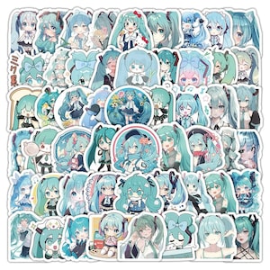 100PCS Cute Hatsune Miku Chibi Sticker - Vinyl Decal for Laptops ...