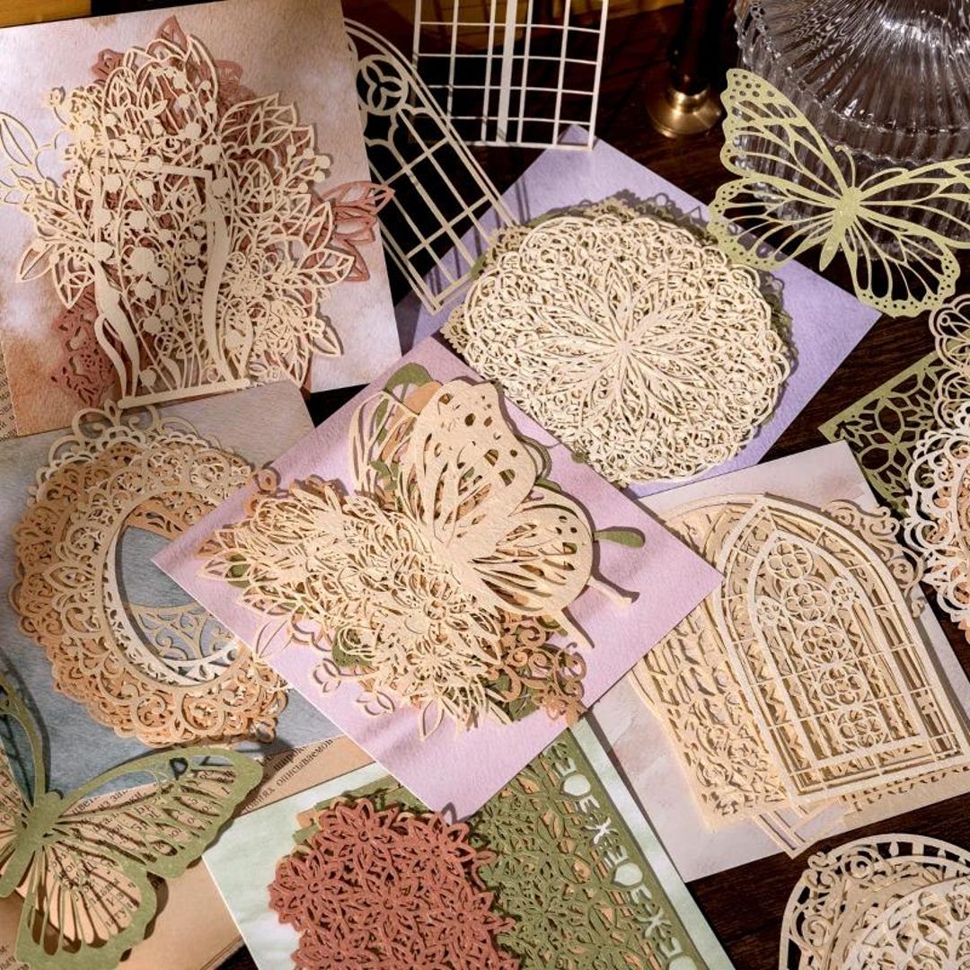 10PCS Intricate Lace Die-cut Paper – Vintage Paper Cutout for Scrapbook ...