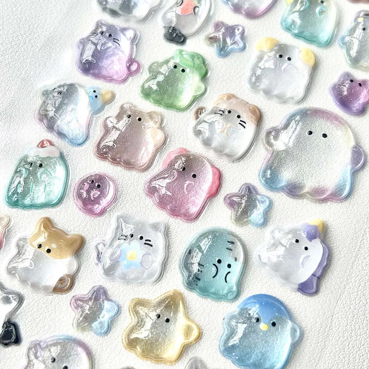 1 Sheet Random Cute Animal Pop Seal Stickers | 3D Puffy Resin Kawaii ...