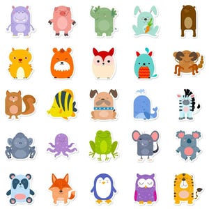 10/30/50PCS Cute Animal Stickers Pack – Fun Cartoon Animals for ...