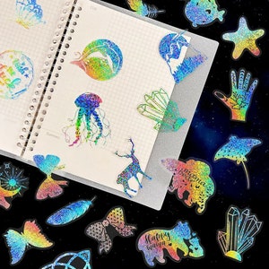100 PCS Laser Holographic Stickers | Holographic Butterfly, Flowers ...
