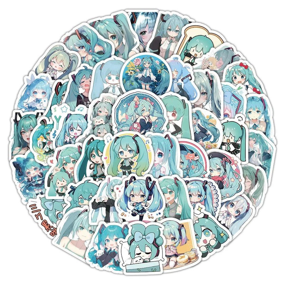 100PCS Cute Hatsune Miku Chibi Sticker - Vinyl Decal for Laptops ...