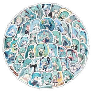 100PCS Cute Hatsune Miku Chibi Sticker - Vinyl Decal for Laptops ...