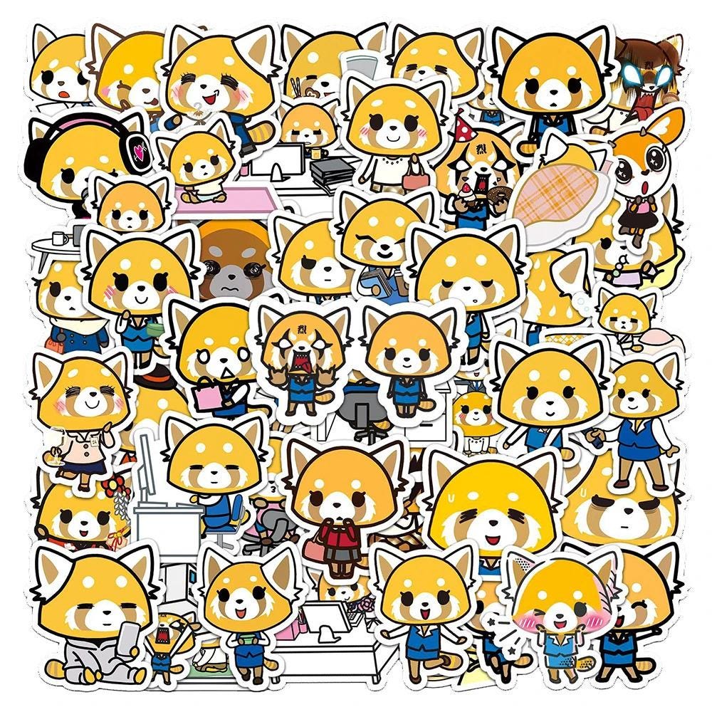 10/30/50pcs Cute Aggretsuko Sticker - Adorable and Fierce Retsuko Vinyl ...