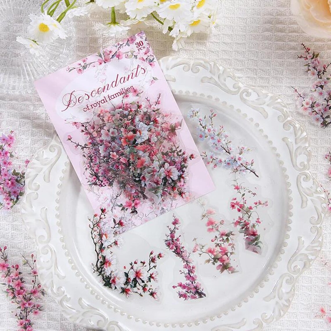 30pcs/bag Vintage Floral Transparent Sticker Pack - 6 Designs ...
