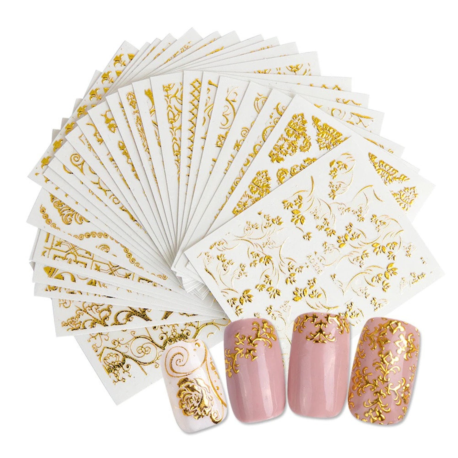 20 Sheets/set 3D Golden Nail Stickers - Etsy