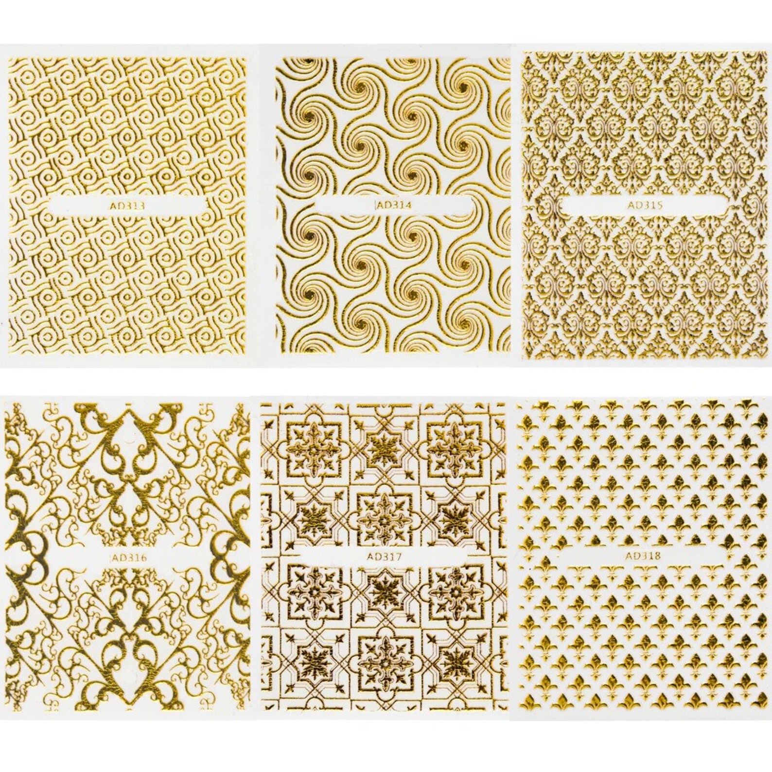 20 Sheets/set 3D Golden Nail Stickers - Etsy