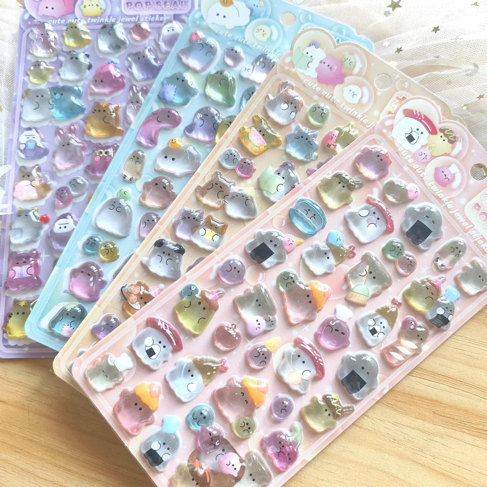 1 Sheet Cute Animal Pop Seal Stickers | 3D Puffy Resin Kawaii Decal ...
