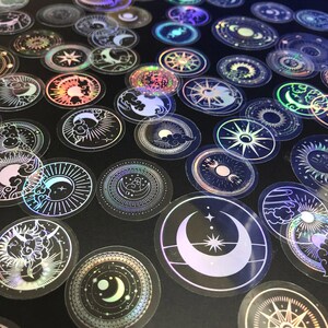 70 PCS Holographic / Gold Foil Moon & Star Stickers | Celestial ...