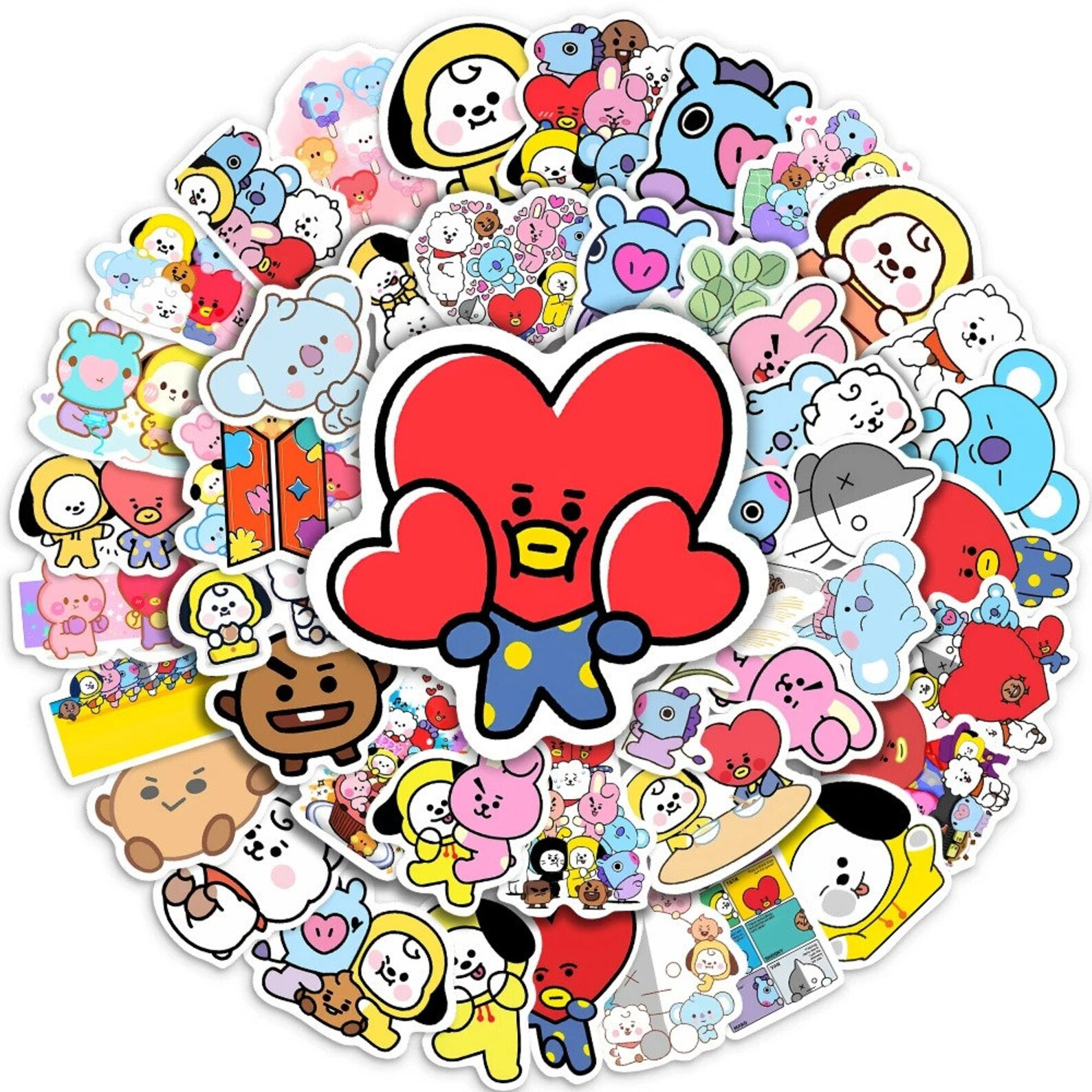 10/25/50PCS Cute BT21 Character Vinyl Sticker Adorable K-pop Decor Army ...