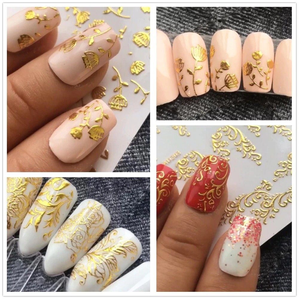 20 Sheets/set 3D Golden Nail Stickers - Etsy