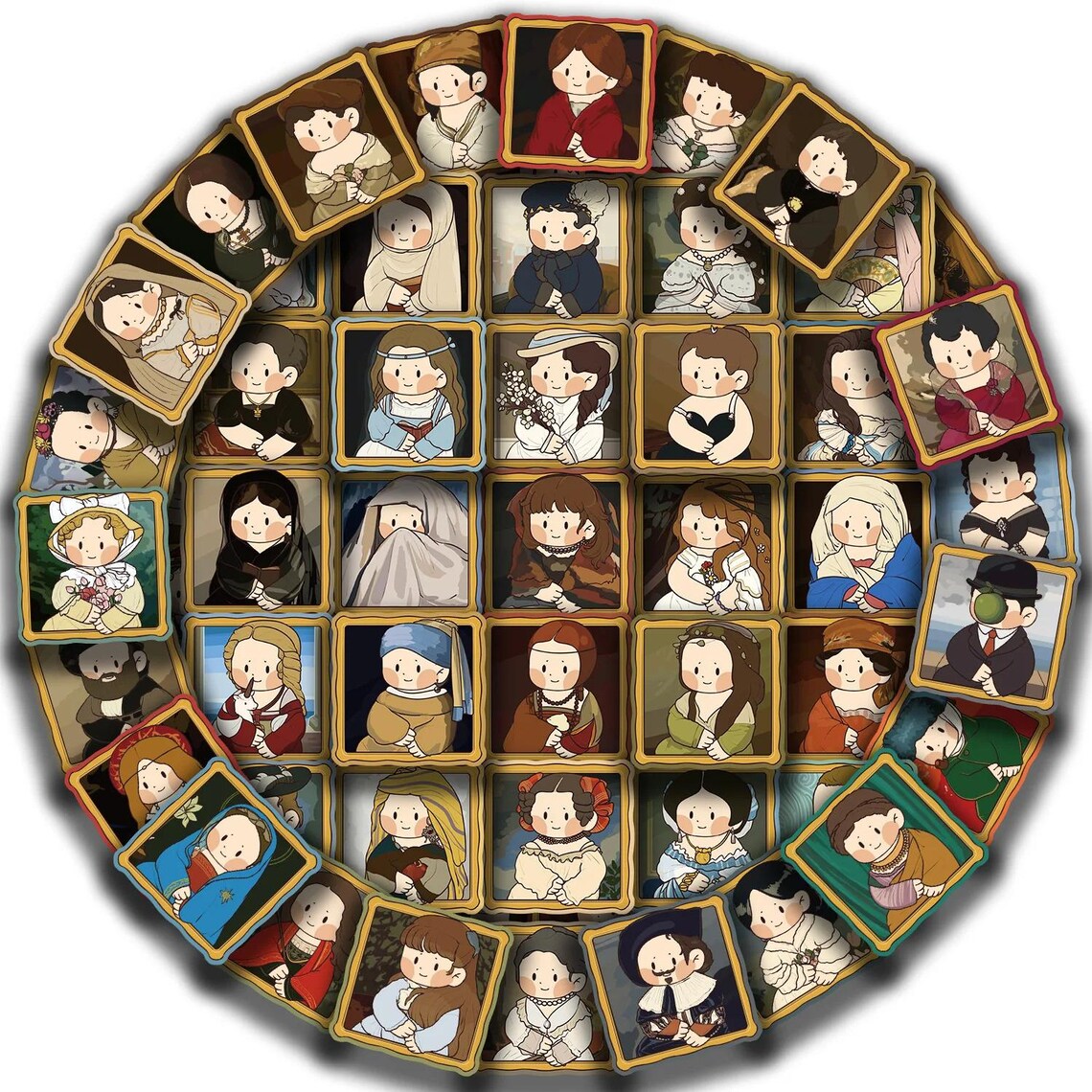 50pcs Cute Classic Art Parody Sticker – Funny Cartoon Masterpiece ...