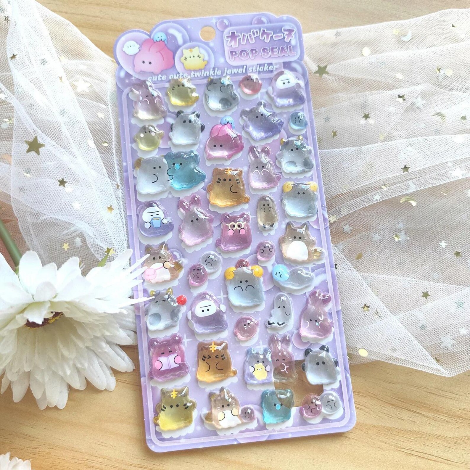 1 Sheet Cute Animal Pop Seal Stickers | 3D Puffy Resin Kawaii Decal ...