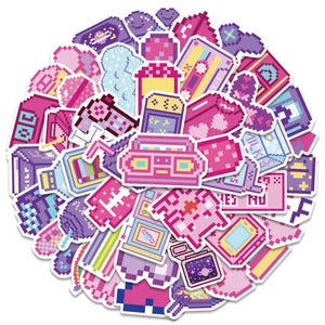 10/30/50pcs Retro Pixel Art Sticker Pack | 8-bit Aesthetic Vinyl ...