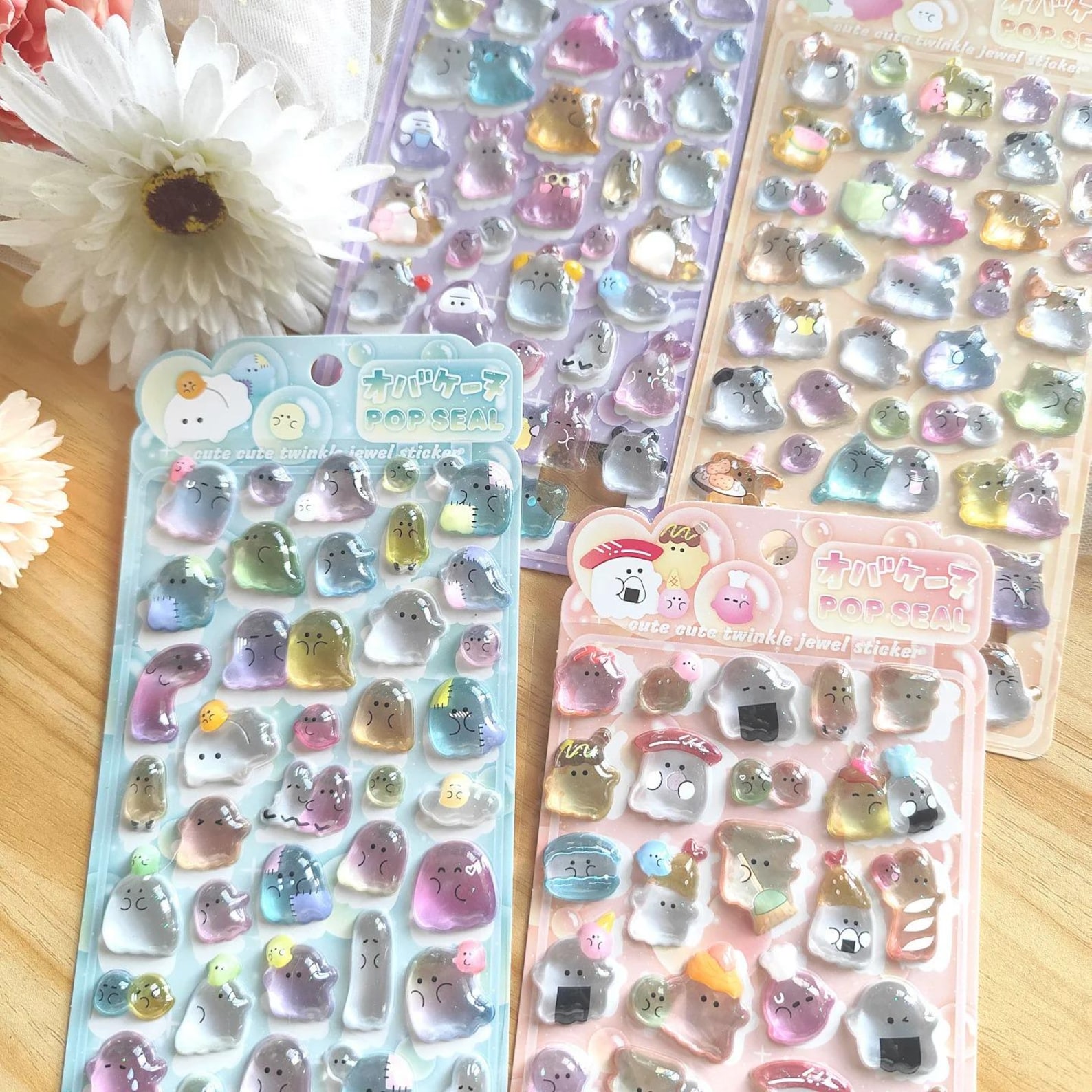 1 Sheet Cute Animal Pop Seal Stickers | 3D Puffy Resin Kawaii Decal ...