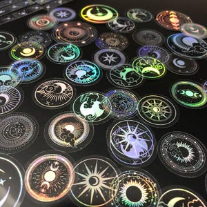 70 PCS Holographic / Gold Foil Moon & Star Stickers | Celestial ...