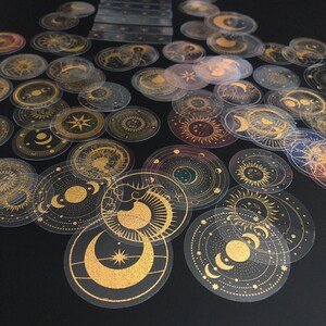 70 PCS Holographic / Gold Foil Moon & Star Stickers | Celestial ...