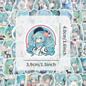 100PCS Cute Hatsune Miku Chibi Sticker - Vinyl Decal for Laptops ...