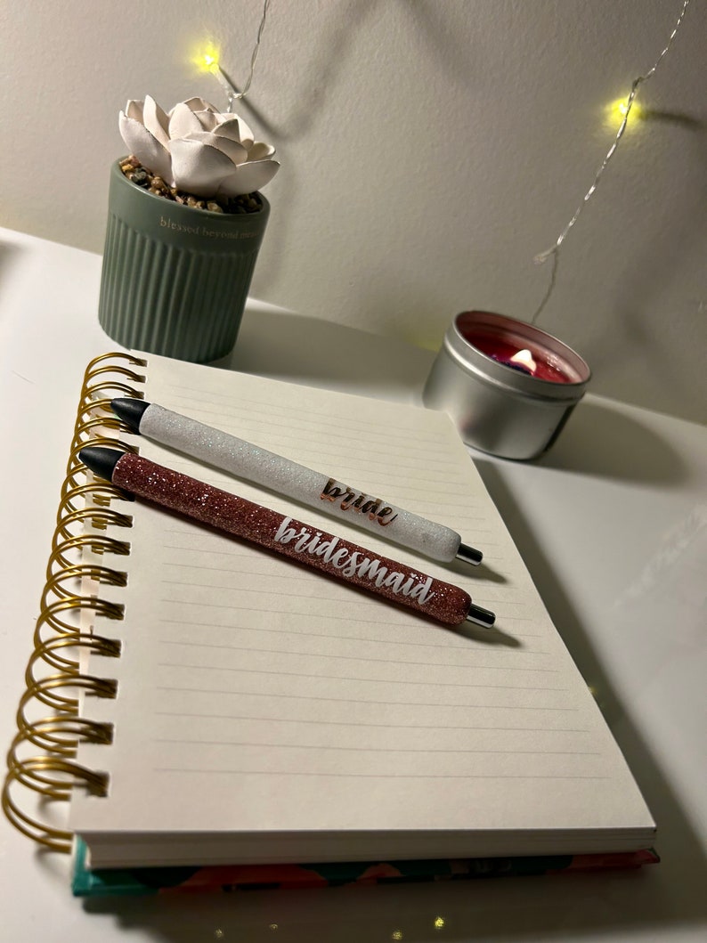 Bridal Party Pen Set Papermate Inkjoy 0.7mm, Refillable Gel Pens, Epoxy ...